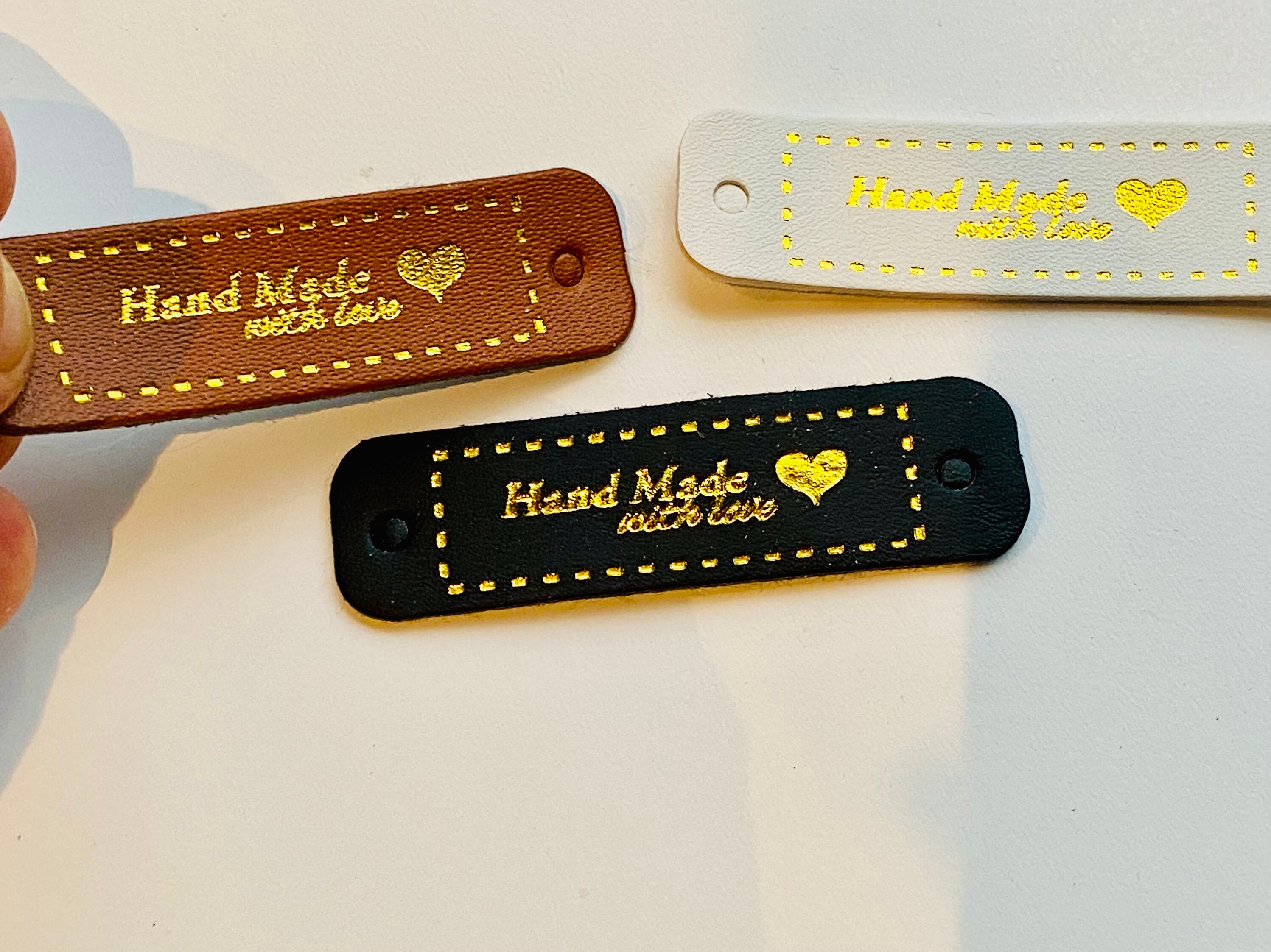 Pack of 10 Labels PU Faux Leather Labels Sew in Handmade With - Etsy UK