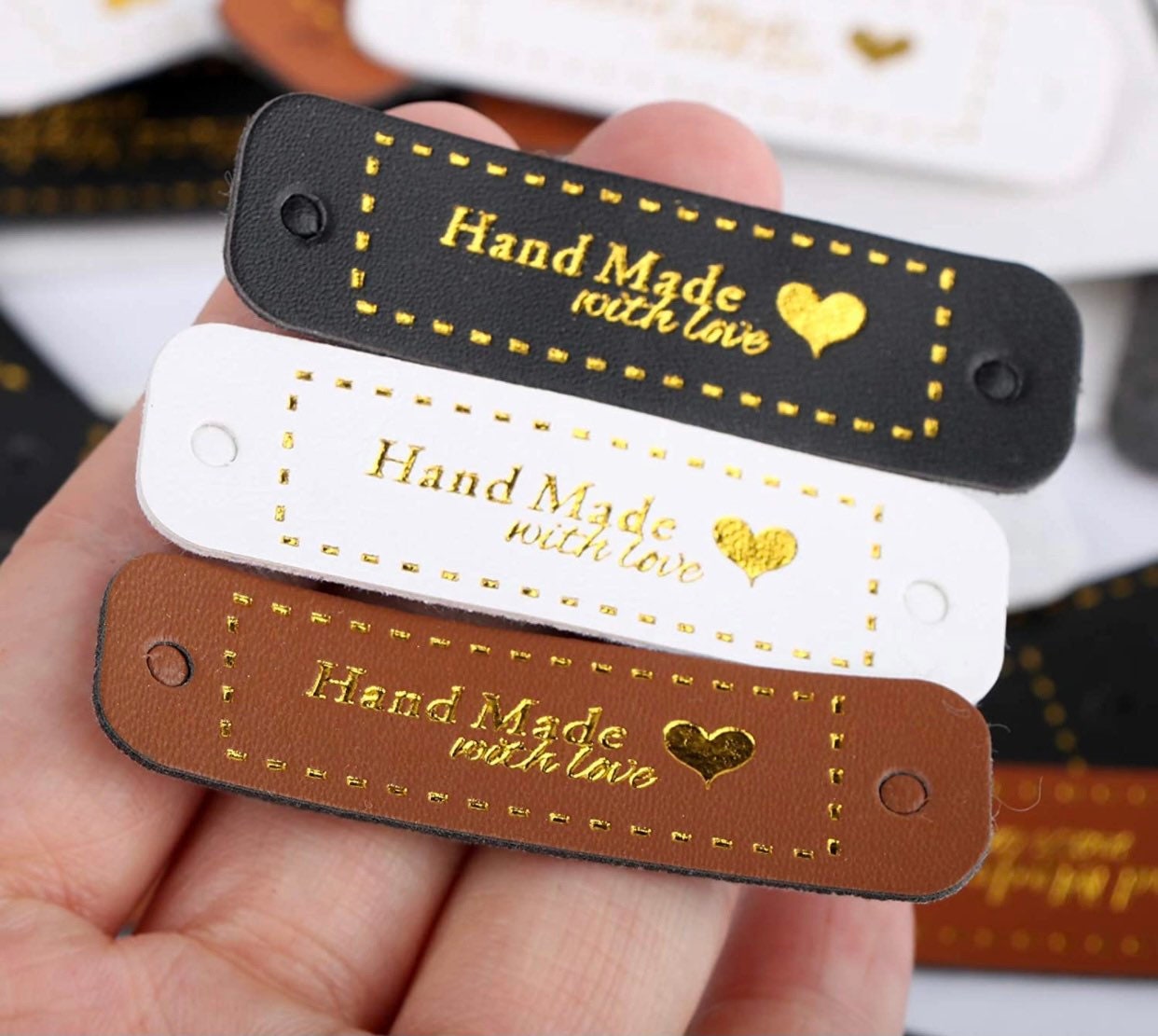 Pack of 10 Labels PU Faux Leather Labels Sew in Handmade With - Etsy UK