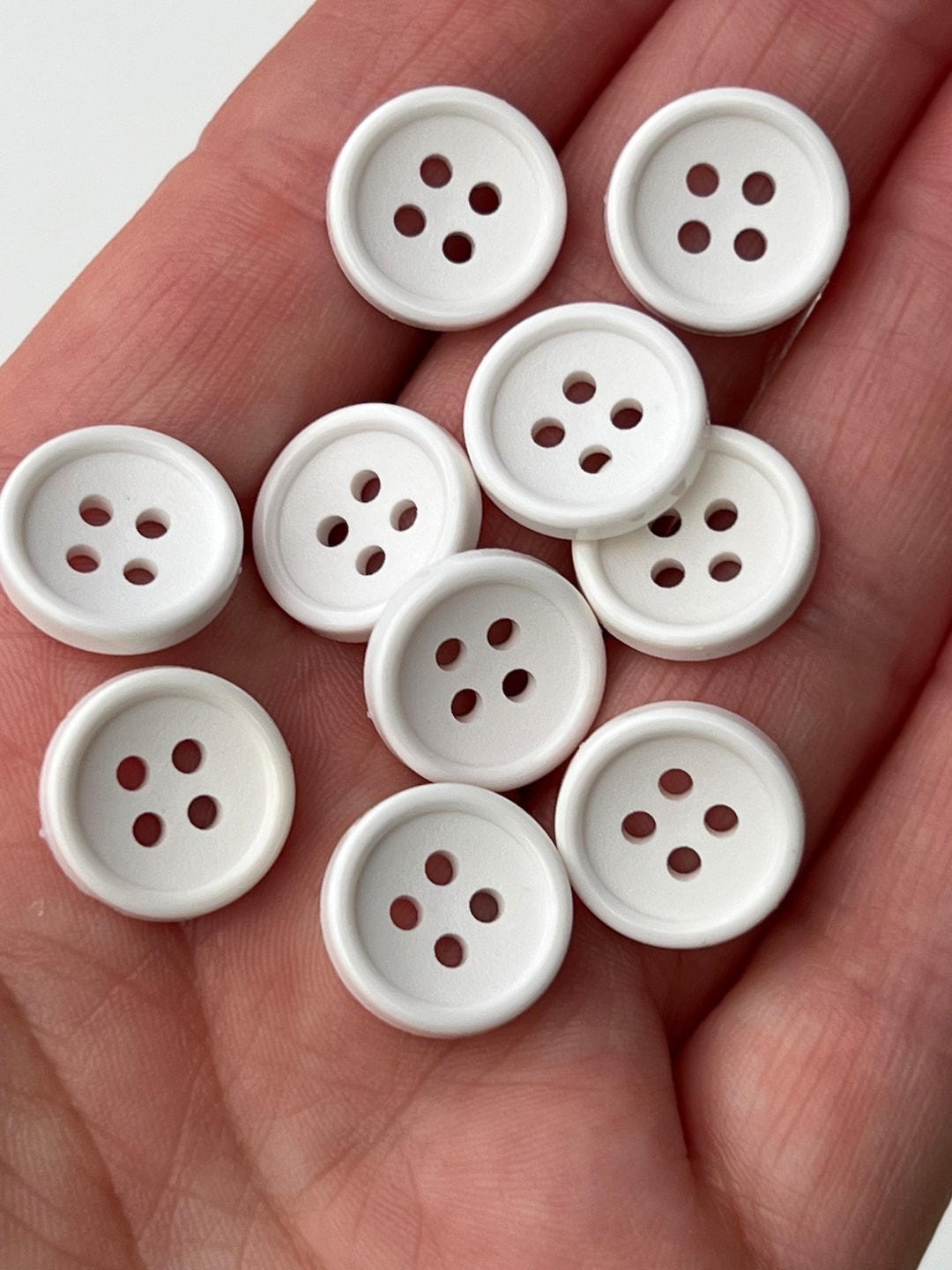 Pack 10 14mm White 4 Hole Buttons . Dresses Shirts Blouses and Baby ...