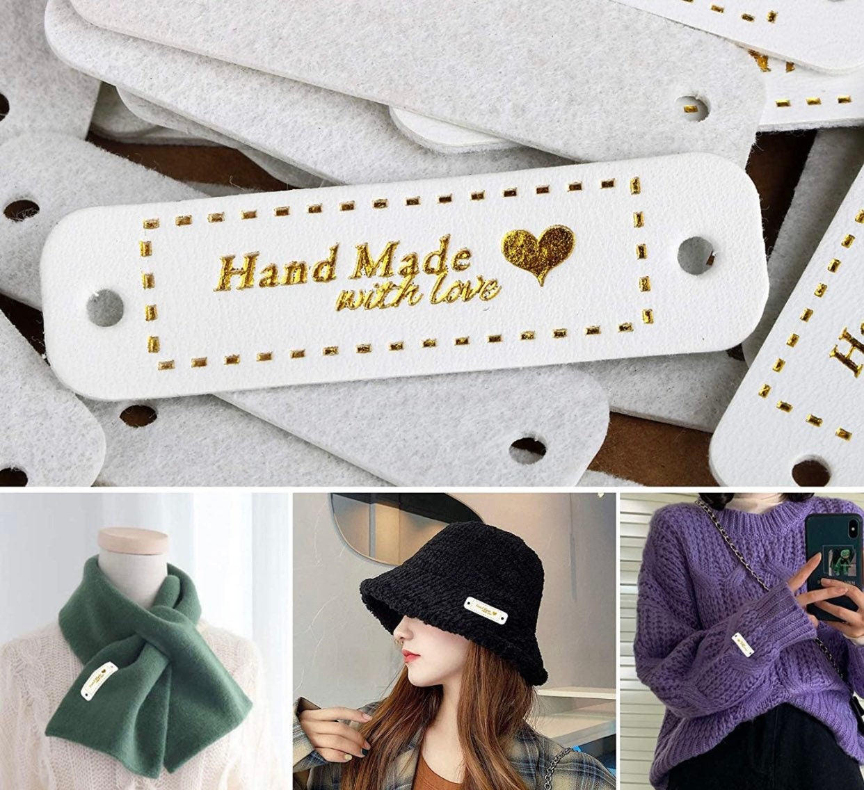 Pack of 10 Labels PU Faux Leather Labels Sew in Handmade With - Etsy UK