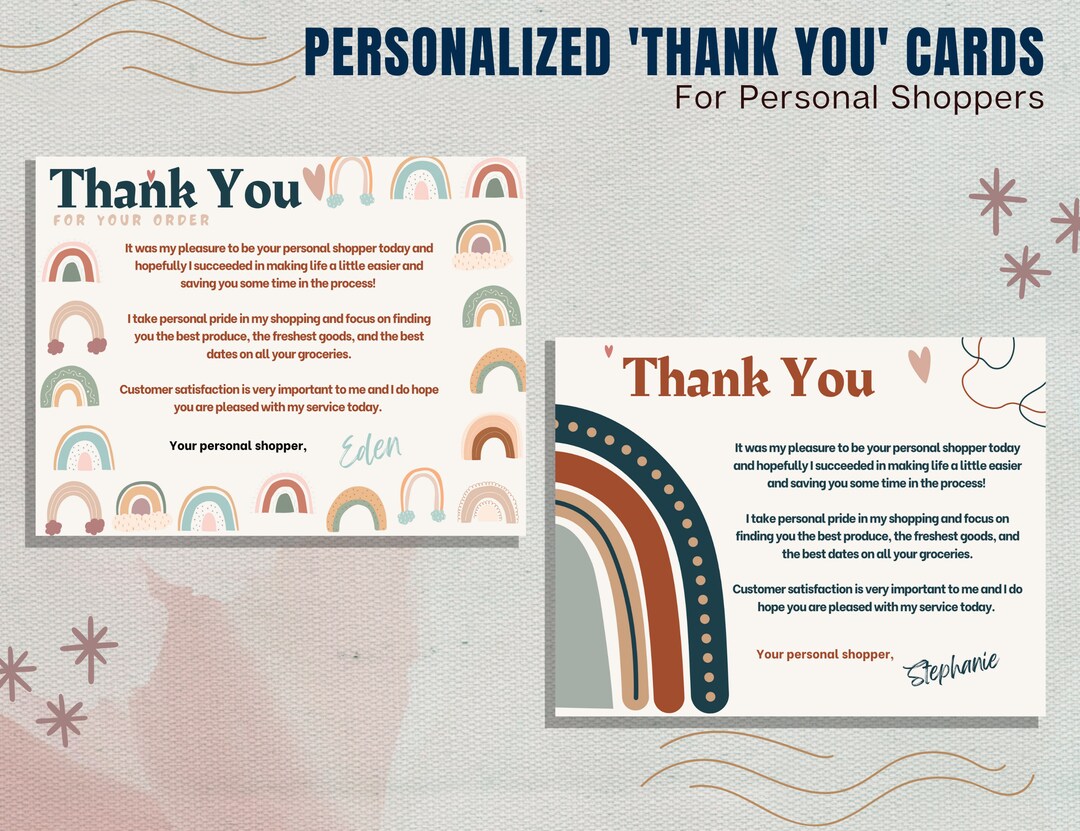 Desert Rainbow Thank You Cards for Personal Shoppers, Customer ...