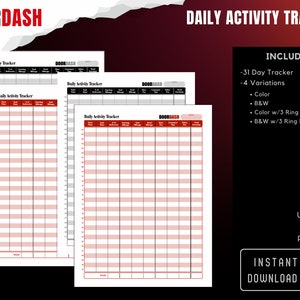 Doordash Daily Activity Tracker, Time Tracking, Mileage Tracking ...