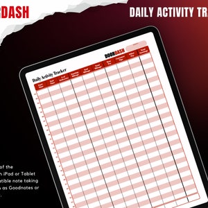 Doordash Daily Activity Tracker, Time Tracking, Mileage Tracking ...
