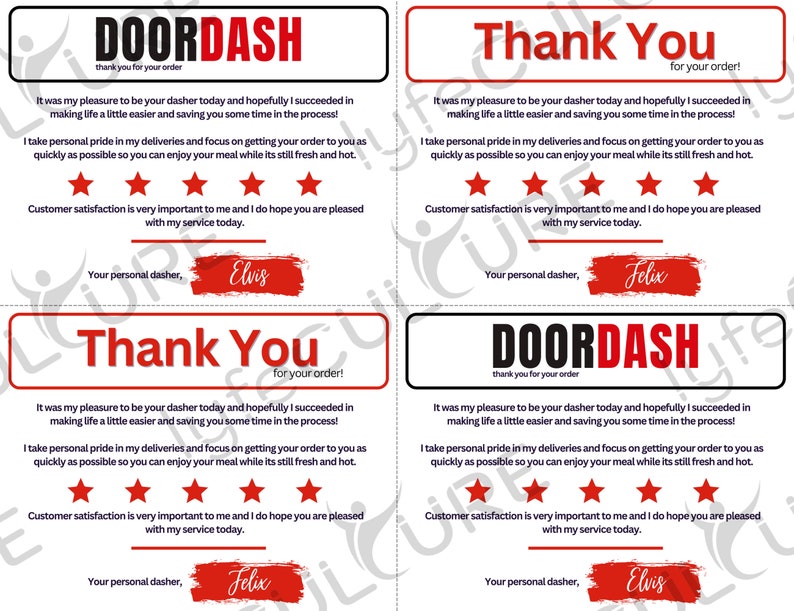 Doordash, Delivery, Food Delivery, Customer Thank You, Thank You Card ...