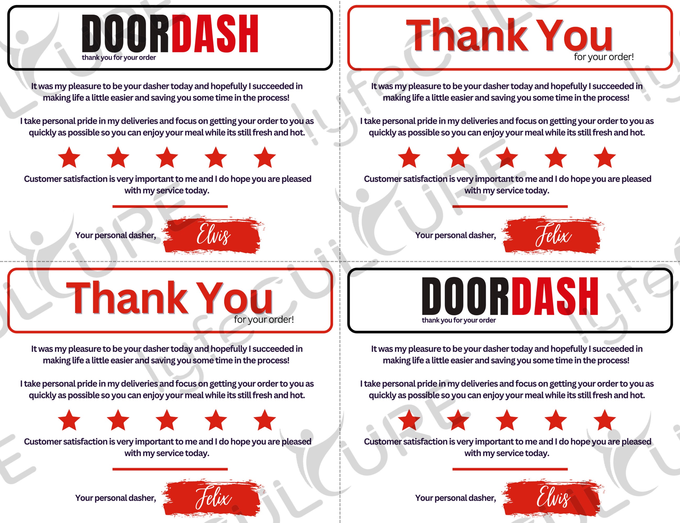 Doordash, Delivery, Food Delivery, Customer Thank You, Thank You Card ...