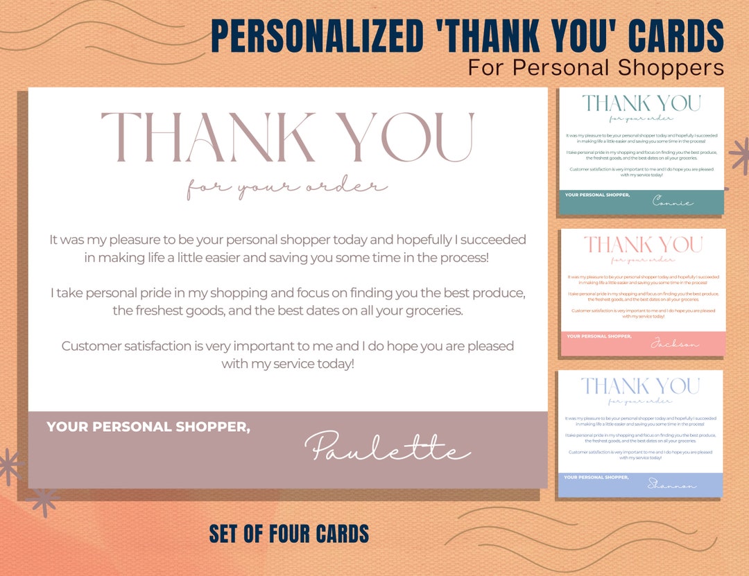 Thank You Card Bundle for Personal Shoppers, Customer Appreciation ...
