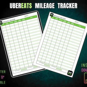 Ubereats Mileage Tracker, Mileage Log, Digital Prints, Printable Miles ...