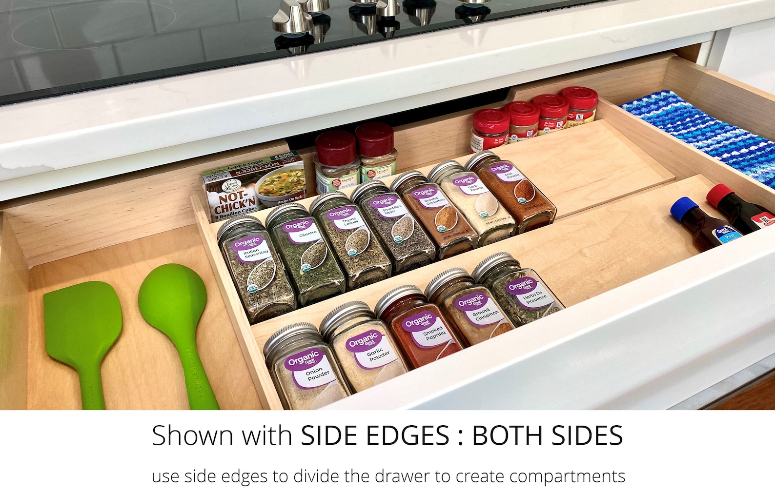 Custom Size Maple Spice Rack Drawer Insert Tray Organizer Kitchen ...