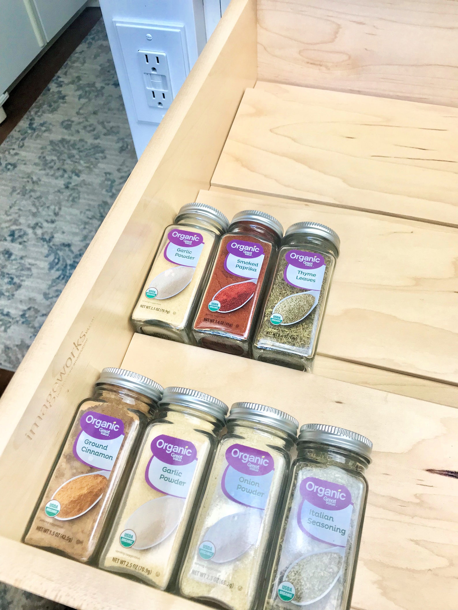 Custom Size Maple Spice Rack Drawer Insert Tray Organizer Kitchen ...
