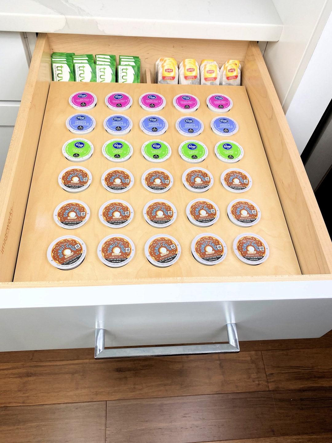 K-CUP Coffee Pod + Tea + Sugar Sweetener Organizer Drawer Insert ...