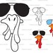 Turkey Face With Aviator Sunglasses. Cut Files for Cricut. Clip Art ...