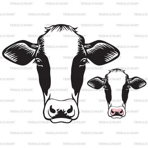 Cow Face. Cut Files for Cricut. Clip Art (eps, Svg, Pdf, Png, Dxf, Jpeg ...