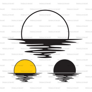 Sunset. Cut Files for Cricut. Clip Art Silhouette (eps, Svg, Pdf, Png ...