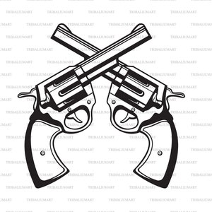 Crossed Handguns (revolver, Gun). Cut Files for Cricut. Clip Art ...