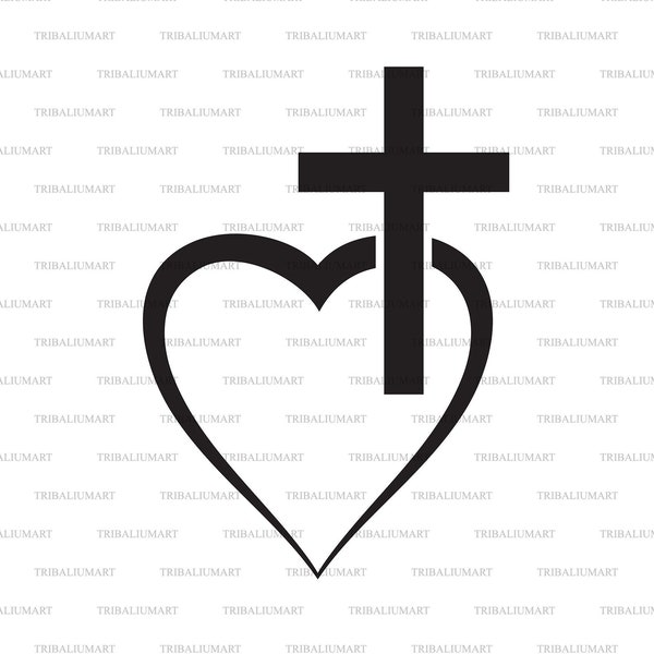 Heart With Cross Svg - Etsy