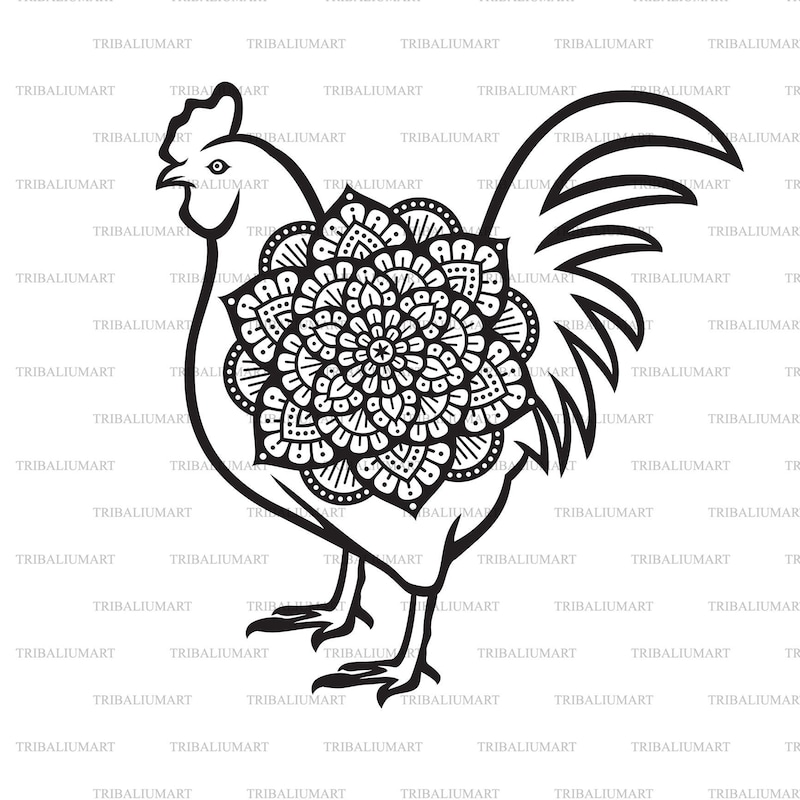 Rooster Mandala Svg - Etsy