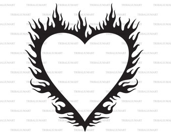 Flaming Heart Svg | Etsy