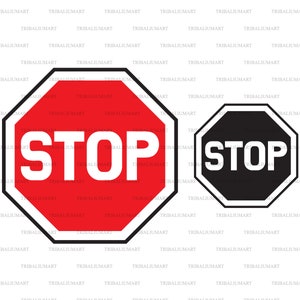 Stop Sign. Cut Files for Cricut, Clip Art Silhouettes (eps, Svg, Pdf ...