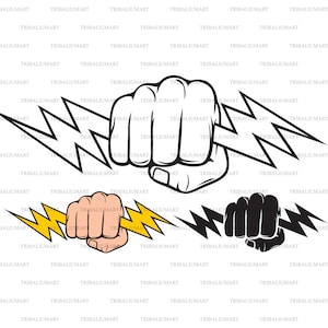 Hand Holding Lightning Bolt. Cut Files for Cricut. Clip Art Silhouette ...