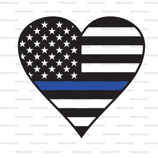 Thin Blue Line Heart Svg - Etsy