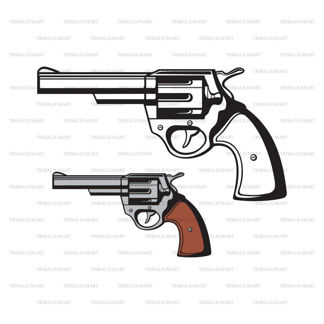 Revolver (handgun or Pistol). Cut Files for Cricut. Clip Art Silhouette ...