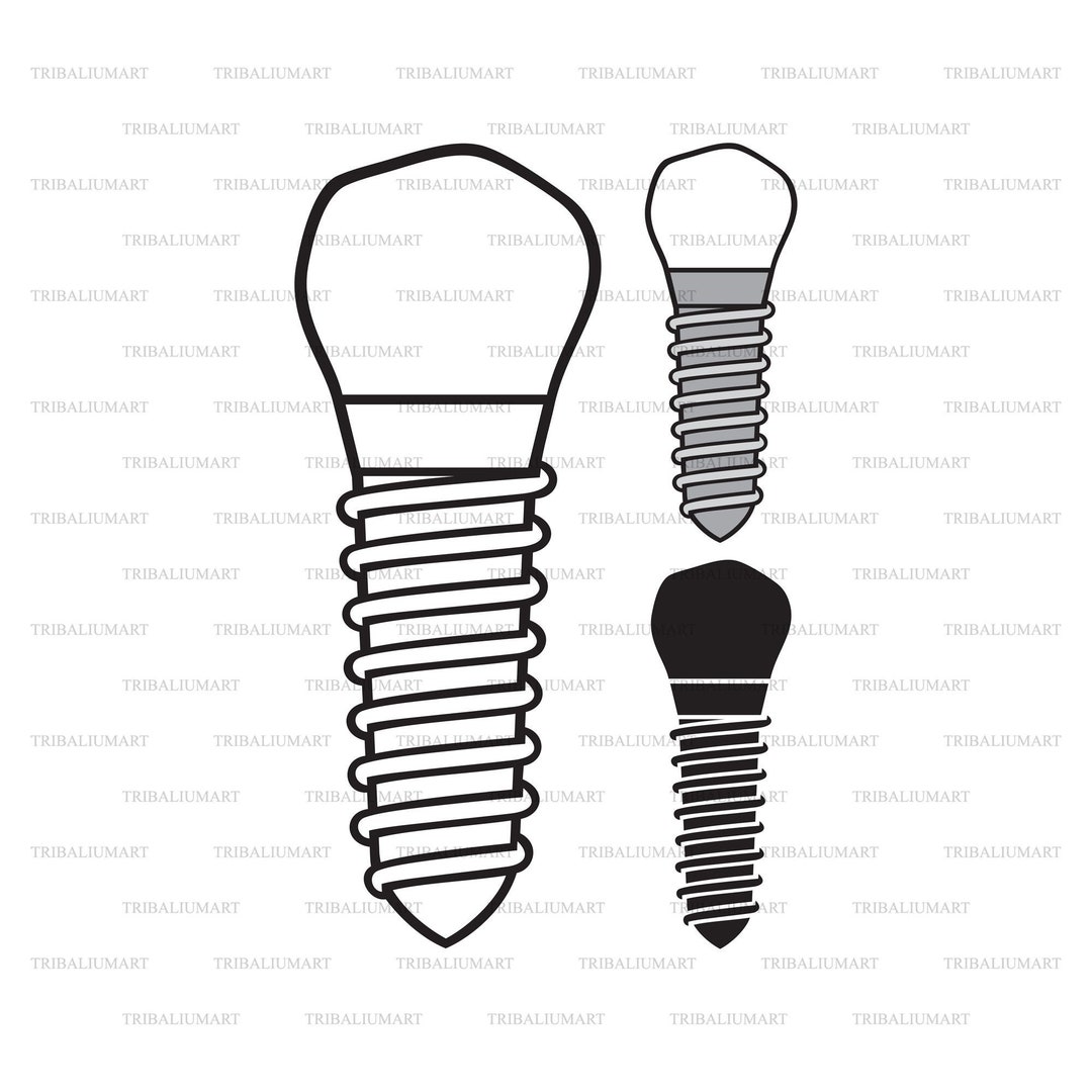 Dental Implant (tooth). Cut Files for Cricut. Clip Art Silhouettes (eps ...