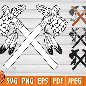Crossed Indian Axe. Native American Warrior Obsidian Tomahawk. Cut ...