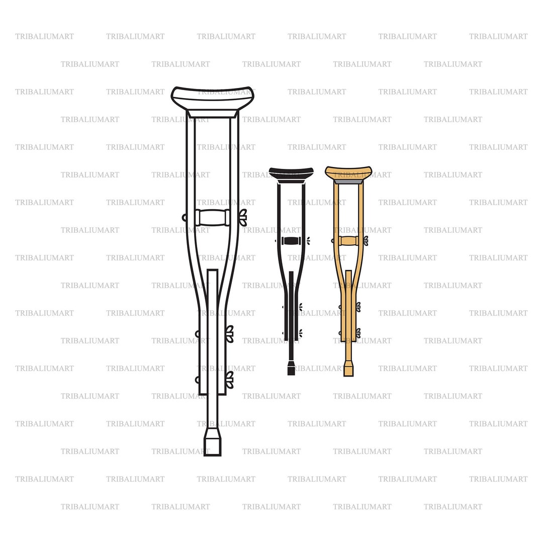 Wooden Crutch. Cut Files for Cricut. Clip Art Silhouette (eps, Svg, Pdf ...
