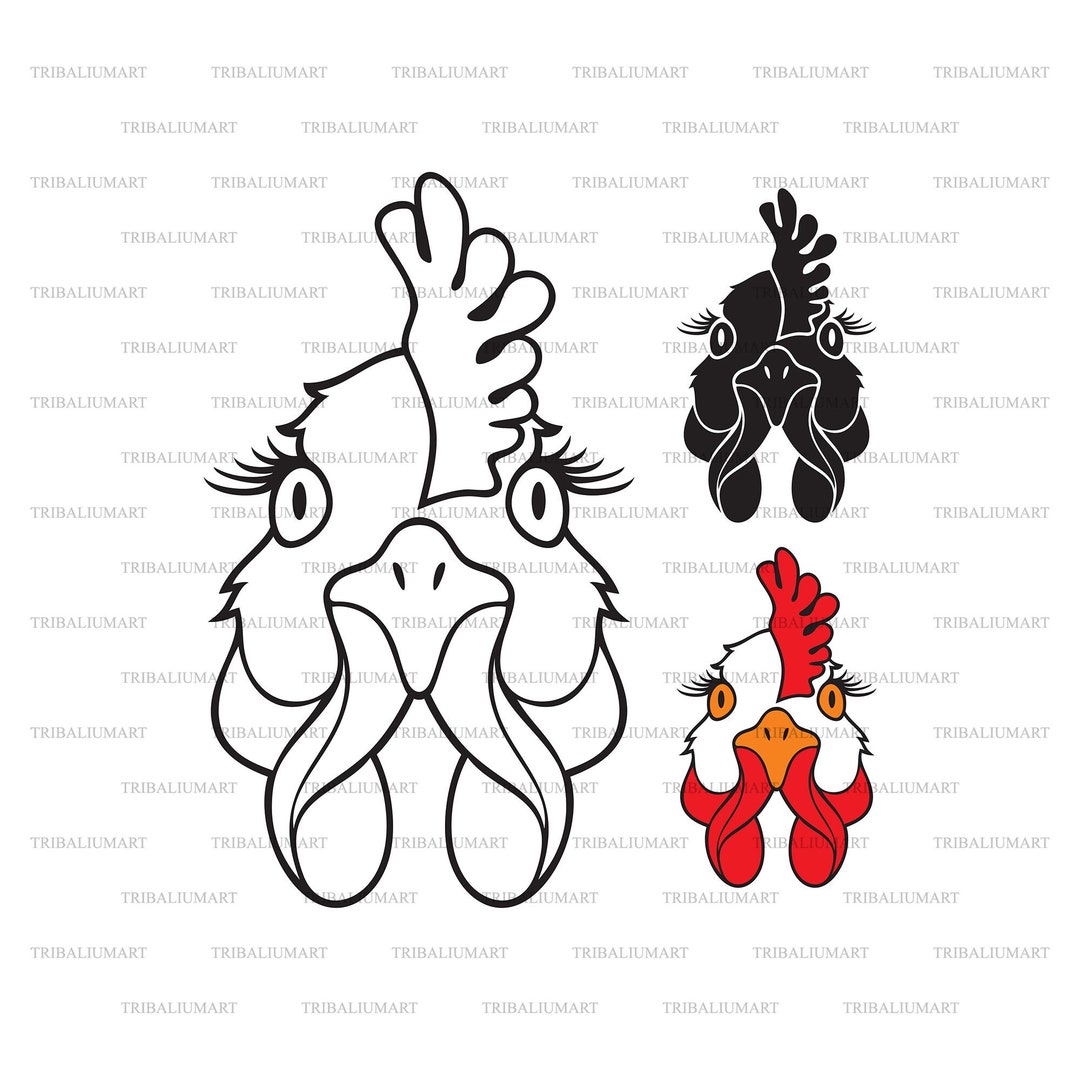 Chicken Face. Cut Files for Cricut. Clip Art Silhouette (eps, Svg, Pdf ...
