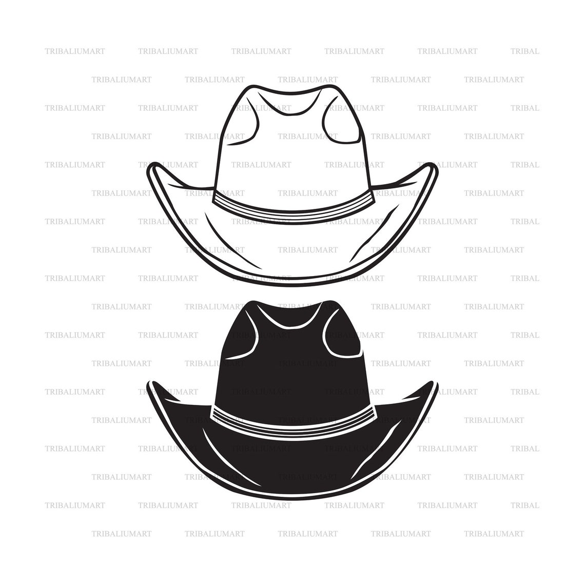 Cowboy Hat. Cut Files for Cricut. Clip Art (eps, Svg, Pdf, Png, Dxf ...