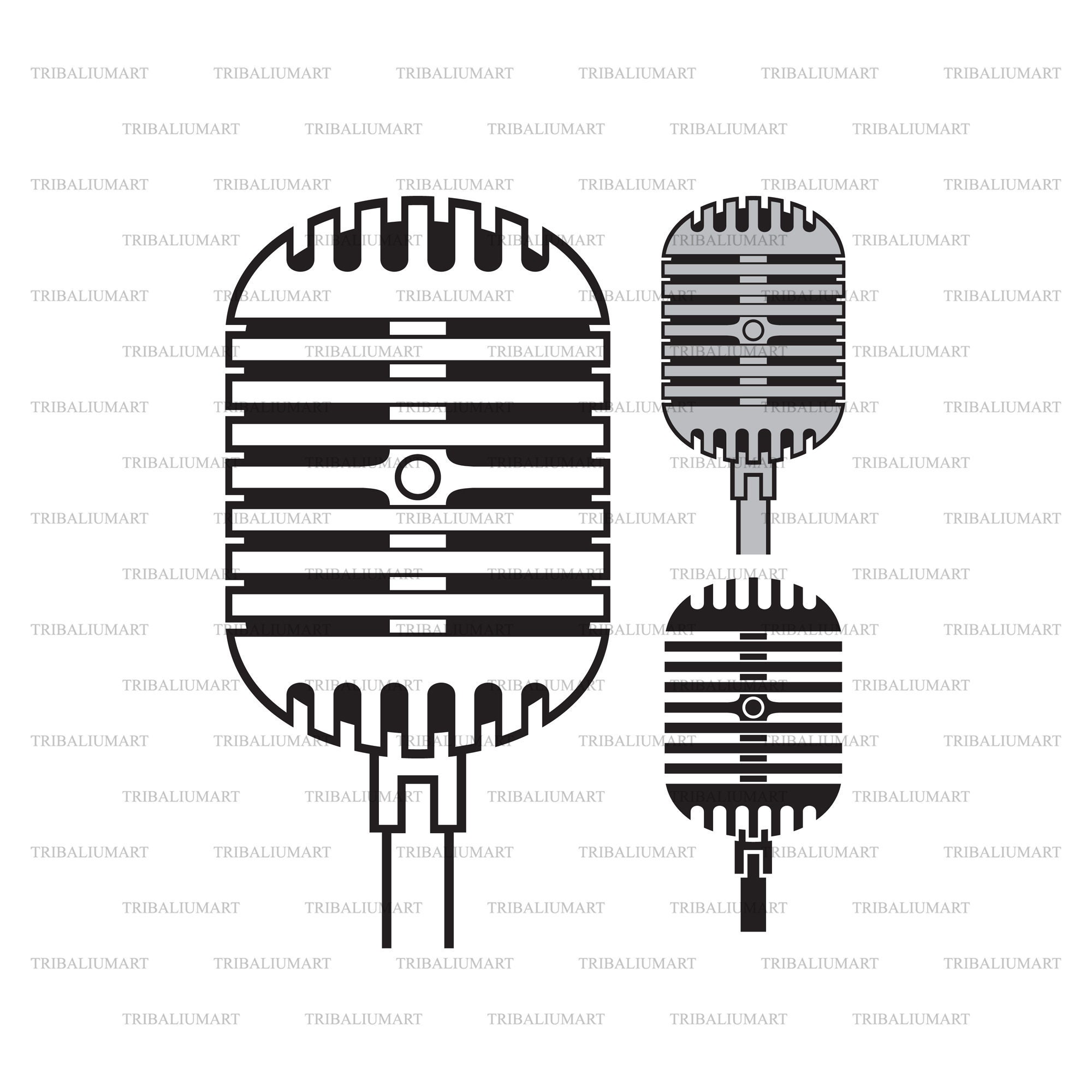 Vintage or Retro Microphone. Cut Files for Cricut. Clip Art | Etsy