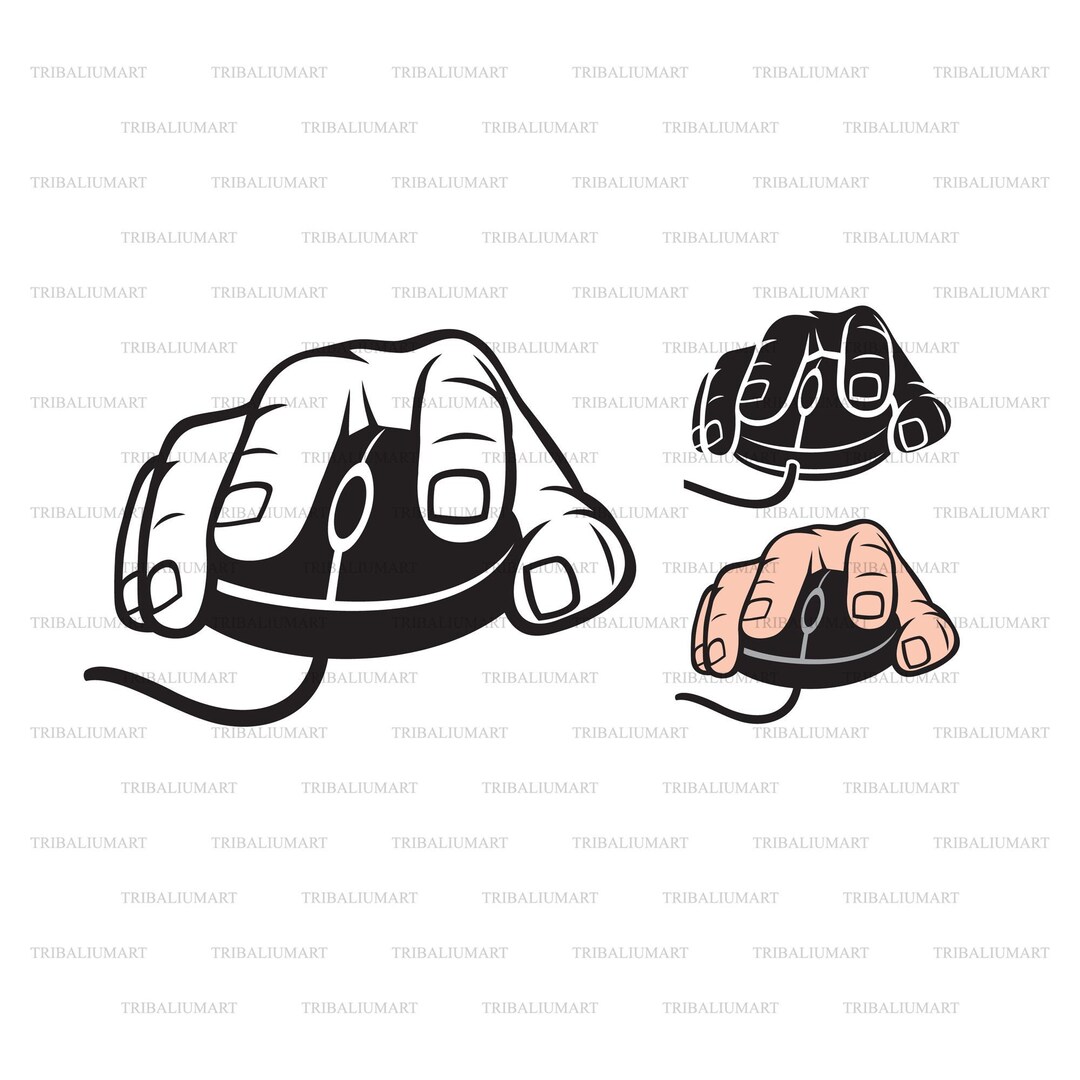 Computer Mouse in Hand. Cut Files for Cricut. Clip Art (eps, Svg, Pdf ...