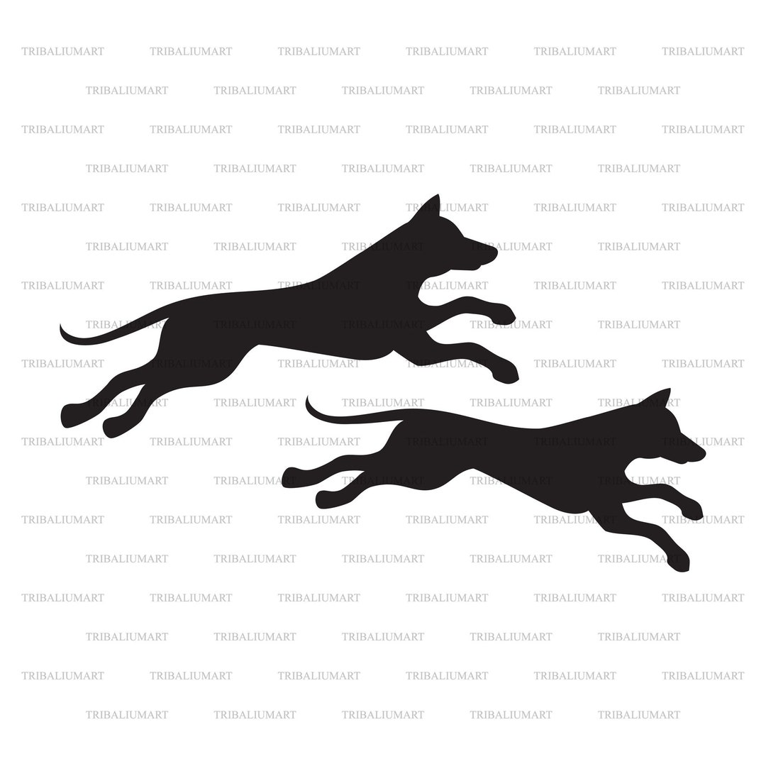 Dogs Running or Jumping. Cut Files for Cricut. Clip Art Silhouettes ...