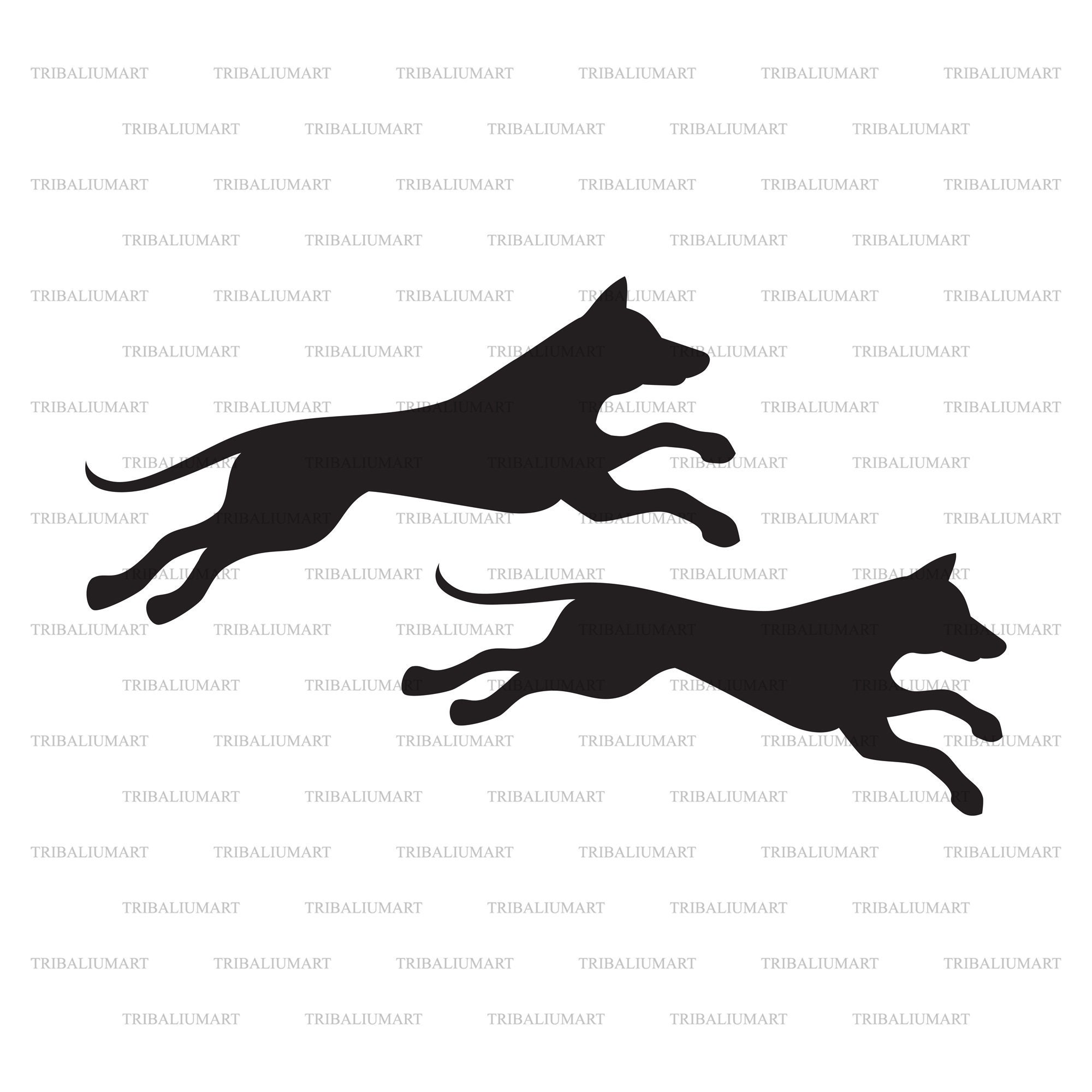 Dogs Running or Jumping. Cut Files for Cricut. Clip Art Silhouettes ...