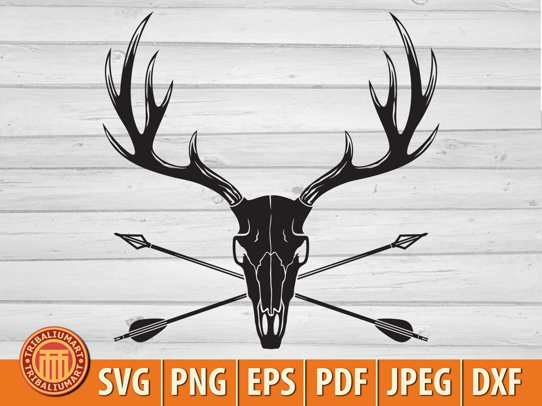 Deer Skull With Antlers and Crossed Arrows. Cut Files for Cricut. Clip ...