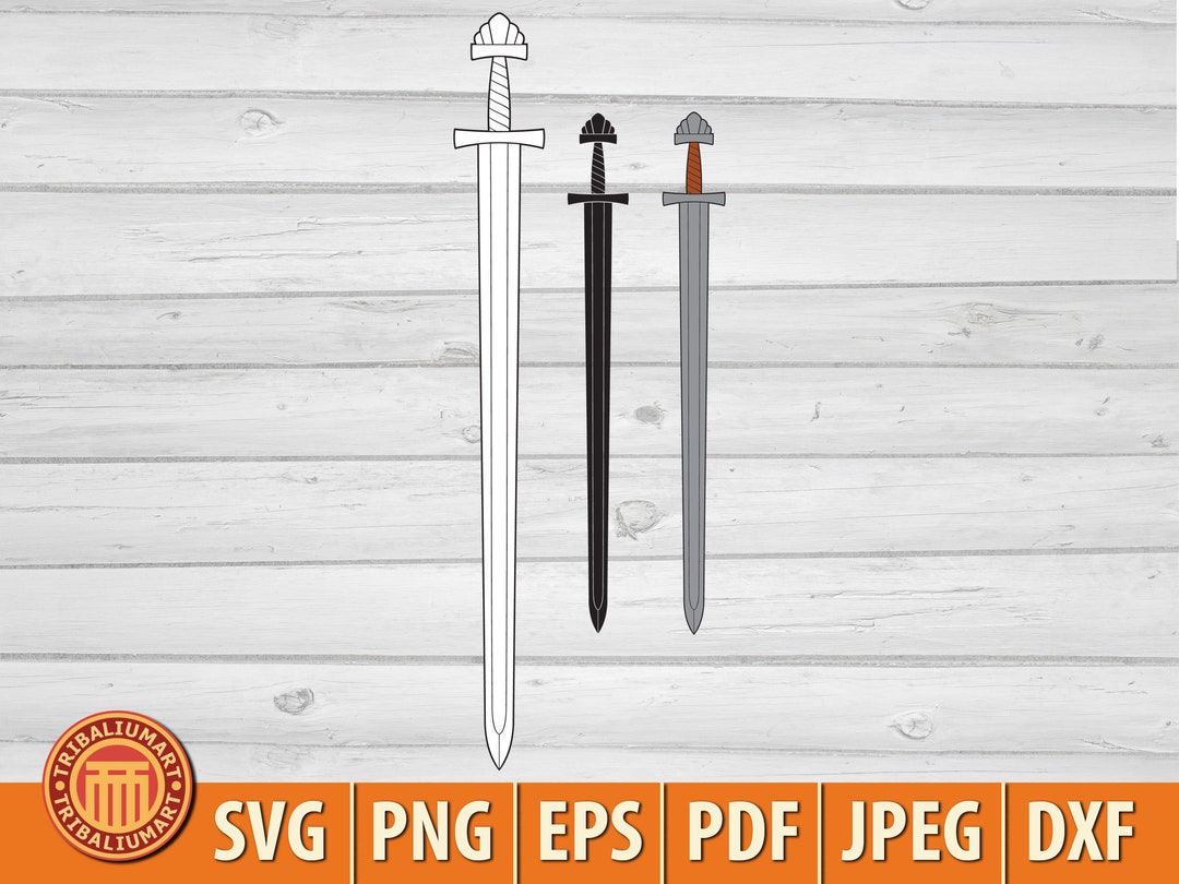 Viking Sword. Cut Files for Cricut. Clip Art Silhouettes (eps, Svg, Pdf ...