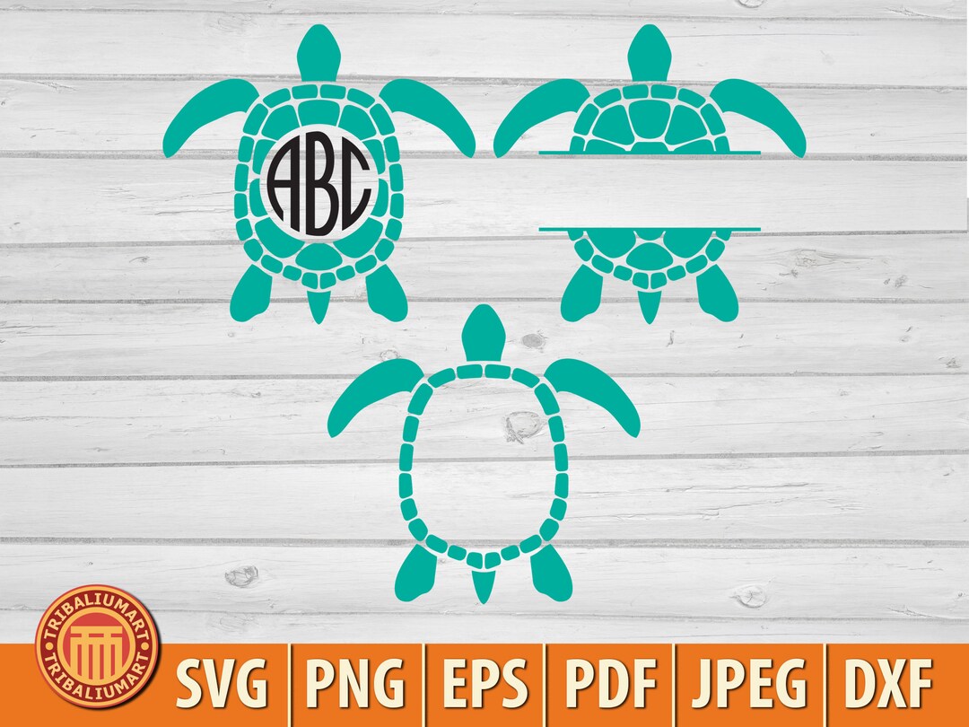 Turtle Monogram. Cut Files for Cricut. Clip Art Silhouettes (eps, Svg ...