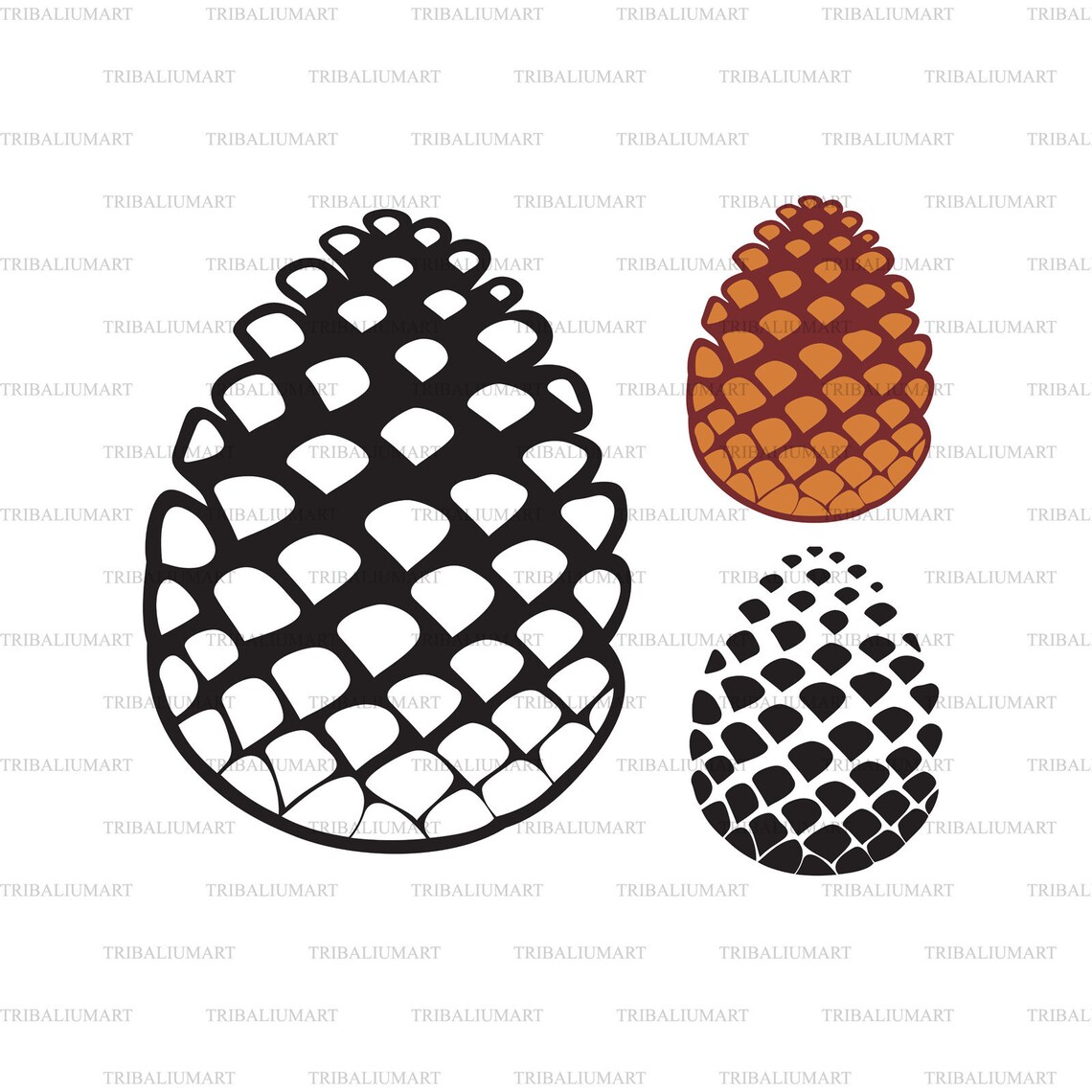 Pine Cone. Cut Files for Cricut. Clip Art Silhouettes (eps, Svg, Pdf ...