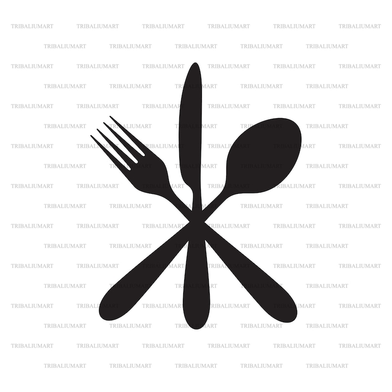 Crossed Fork, Knife and Spoon. Cut Files for Cricut. Clip Art ...