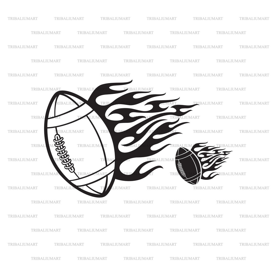 Flaming American Football Ball. Cut Files for Cricut. Clip Art (eps ...