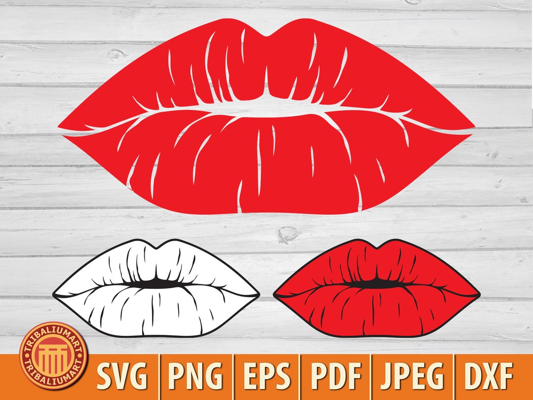 Kiss Lips. Cut Files for Cricut. Clip Art Silhouettes (eps, Svg, Pdf ...