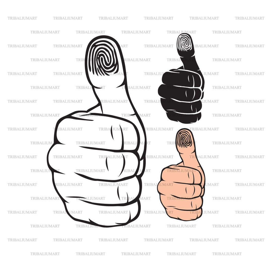 Thumb up With Fingerprint. Cut Files for Cricut. Clip Art Silhouettes ...