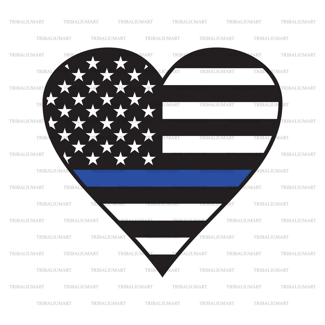 Thin Blue Line Flag Heart police Heart Support Flag. Cut - Etsy