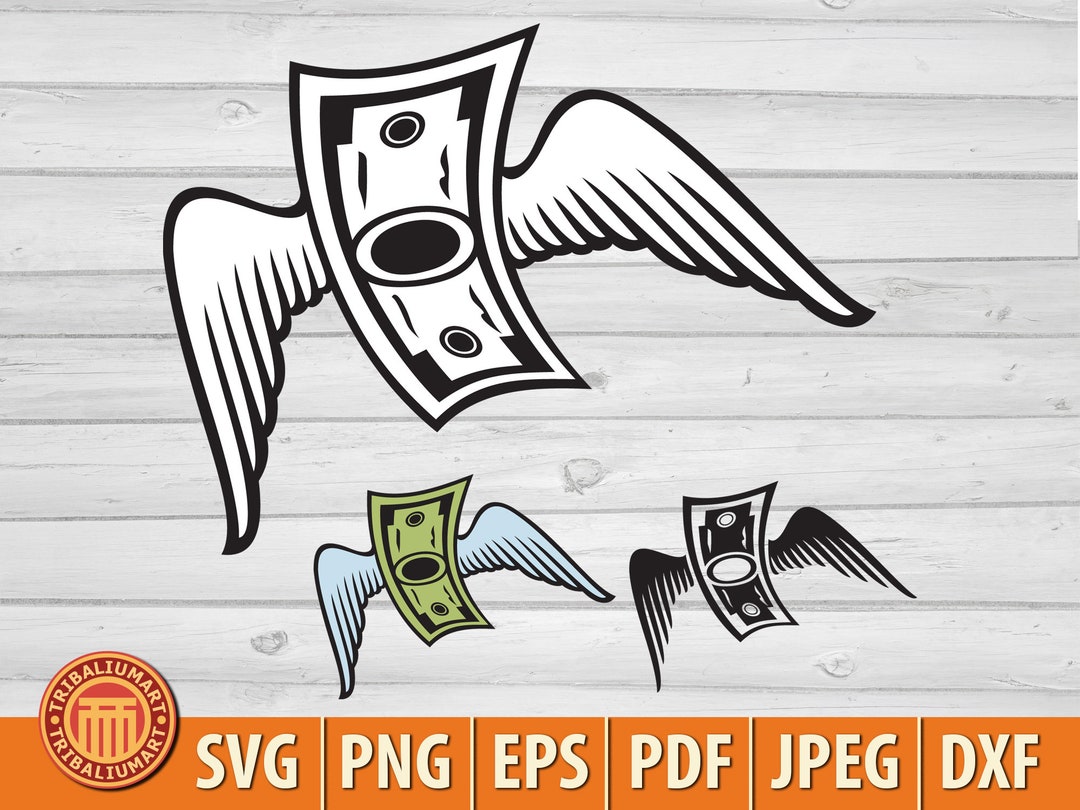 Money Banknote With Wings. Flying Money. Cut Files for Cricut. Clip Art ...