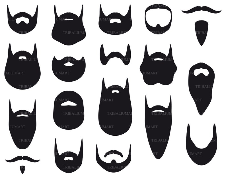 Set of Beard Silhouettes. Cut Files for Cricut. Clip Art Silhouettes ...