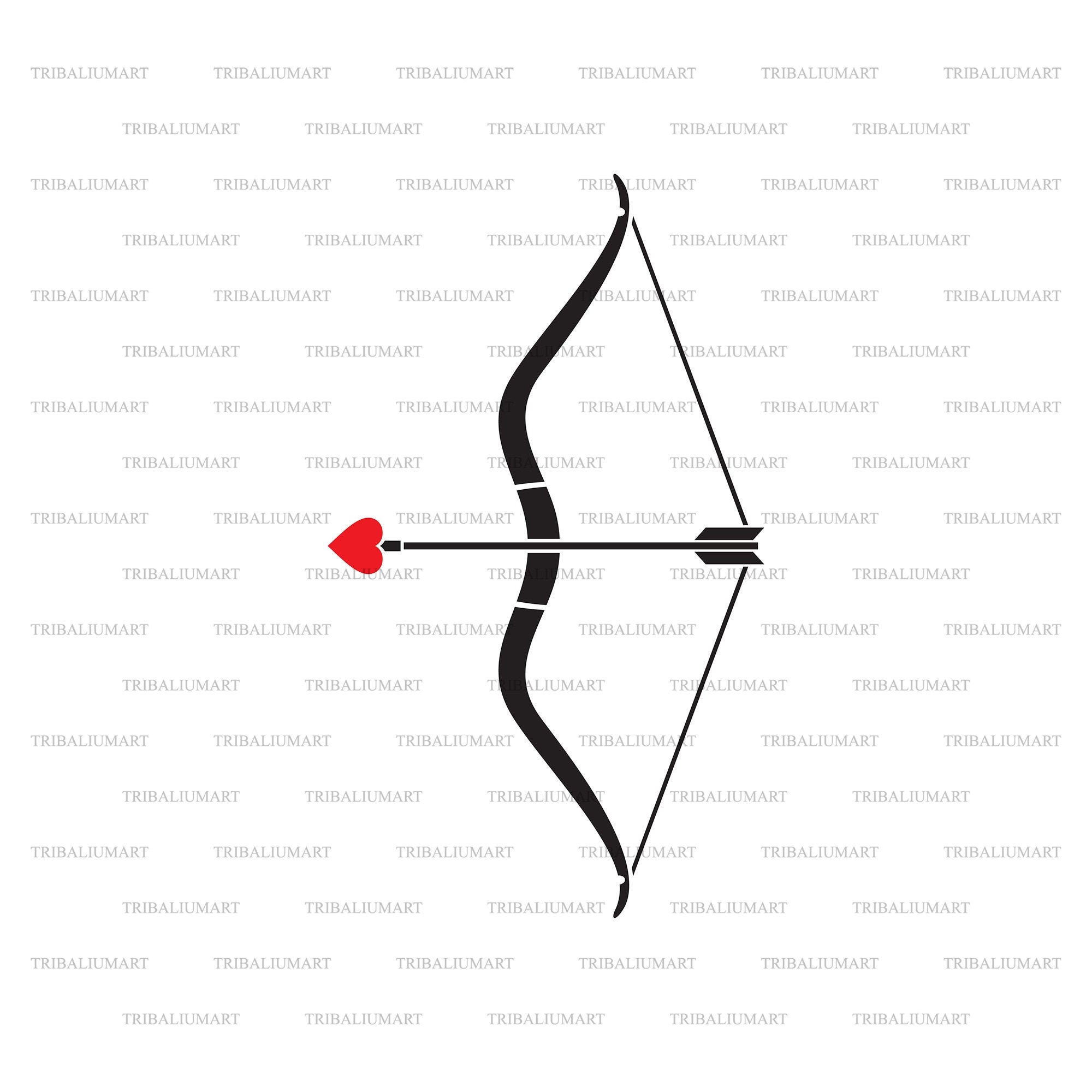 Bow and arrow with heart. Cut files for Cricut. Clip Art | Etsy