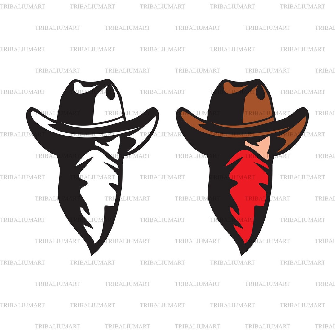 Cowboy With Bandana. Cut Files for Cricut. Clip Art Silhouettes (eps ...