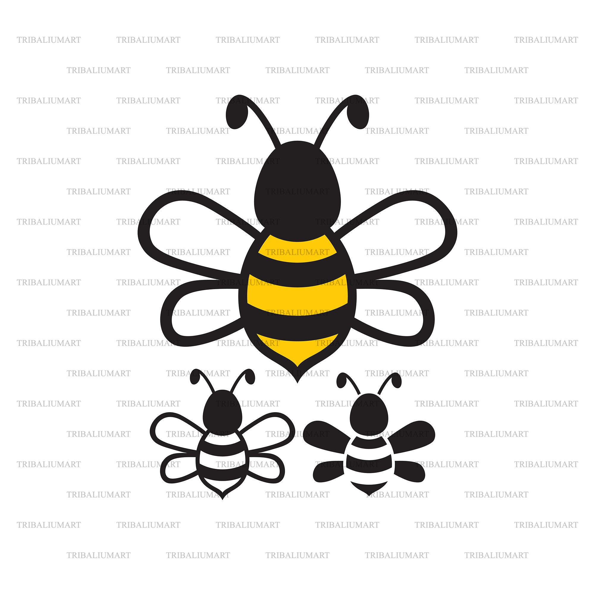 Abeja. Cortar archivos para Cricut. Silueta Clip Art (eps, svg, pdf ...