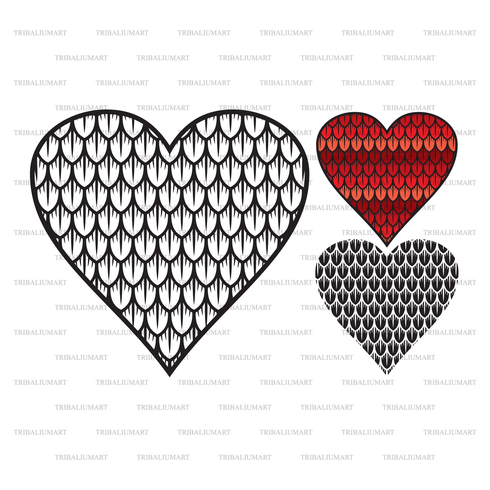 Dragon Scales Heart seamless Pattern Background Wallpaper. | Etsy