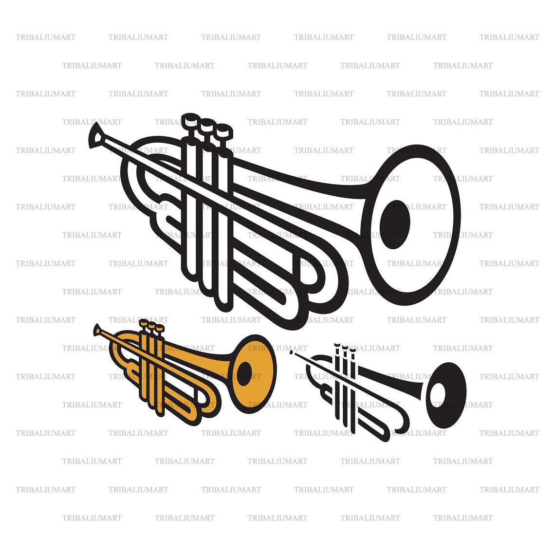 Trumpet. Cut Files for Cricut. Clip Art Silhouette (eps, Svg, Pdf, Png ...